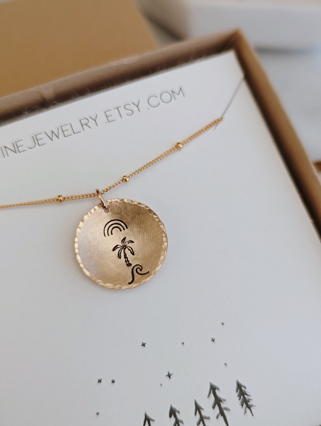 Beach Jewelry, Rainbow, Palm Tree, Wave Necklace, Tropical Gift, Hawaii ...