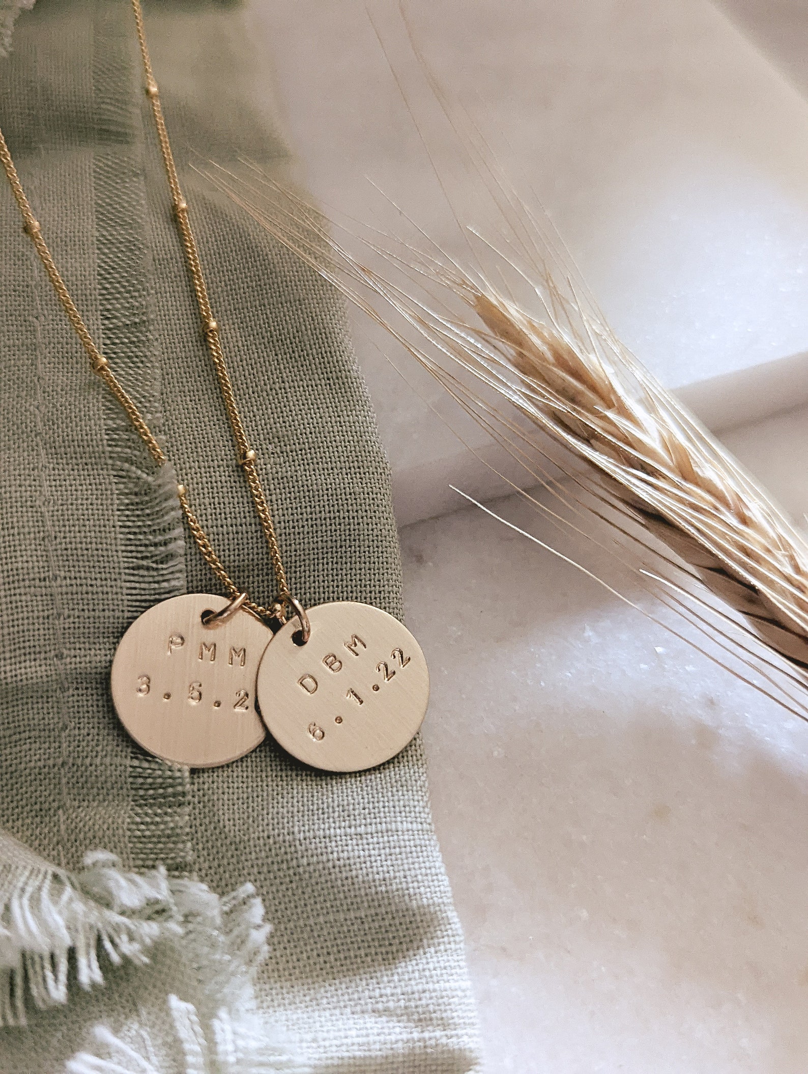 Dainty Two Disc Necklace, Custom Date, Personalized Initials, Gift for ...