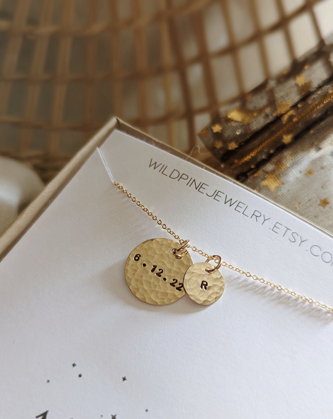 Medium Custom Date Necklace, 14k Gold Filled, Sterling Silver ...