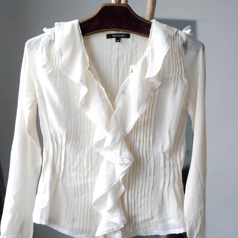 Lace Ruffle Blouse Women Vintage Etsy