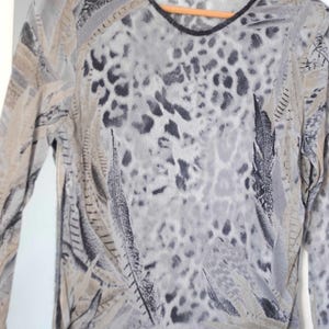 Vintage Mesh Top, Women Grey Tropical Animal Print Mesh Top - Etsy