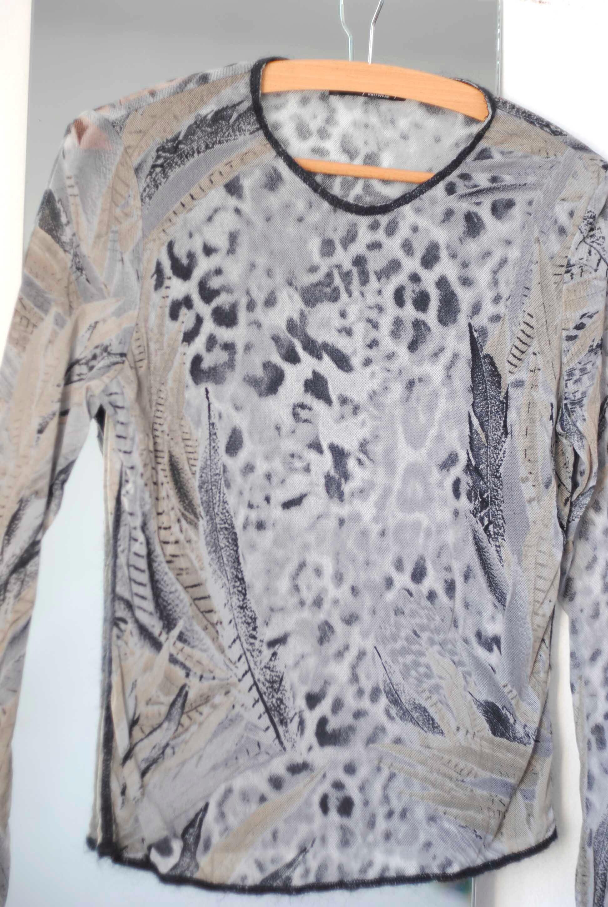 Vintage Mesh Top, Women Grey Tropical Animal Print Mesh Top - Etsy