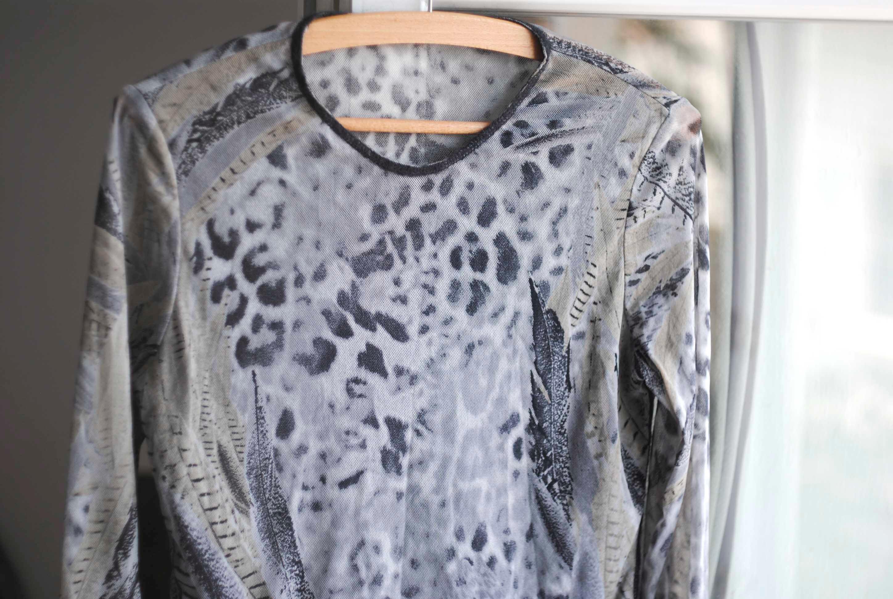 Vintage Mesh Top, Women Grey Tropical Animal Print Mesh Top - Etsy