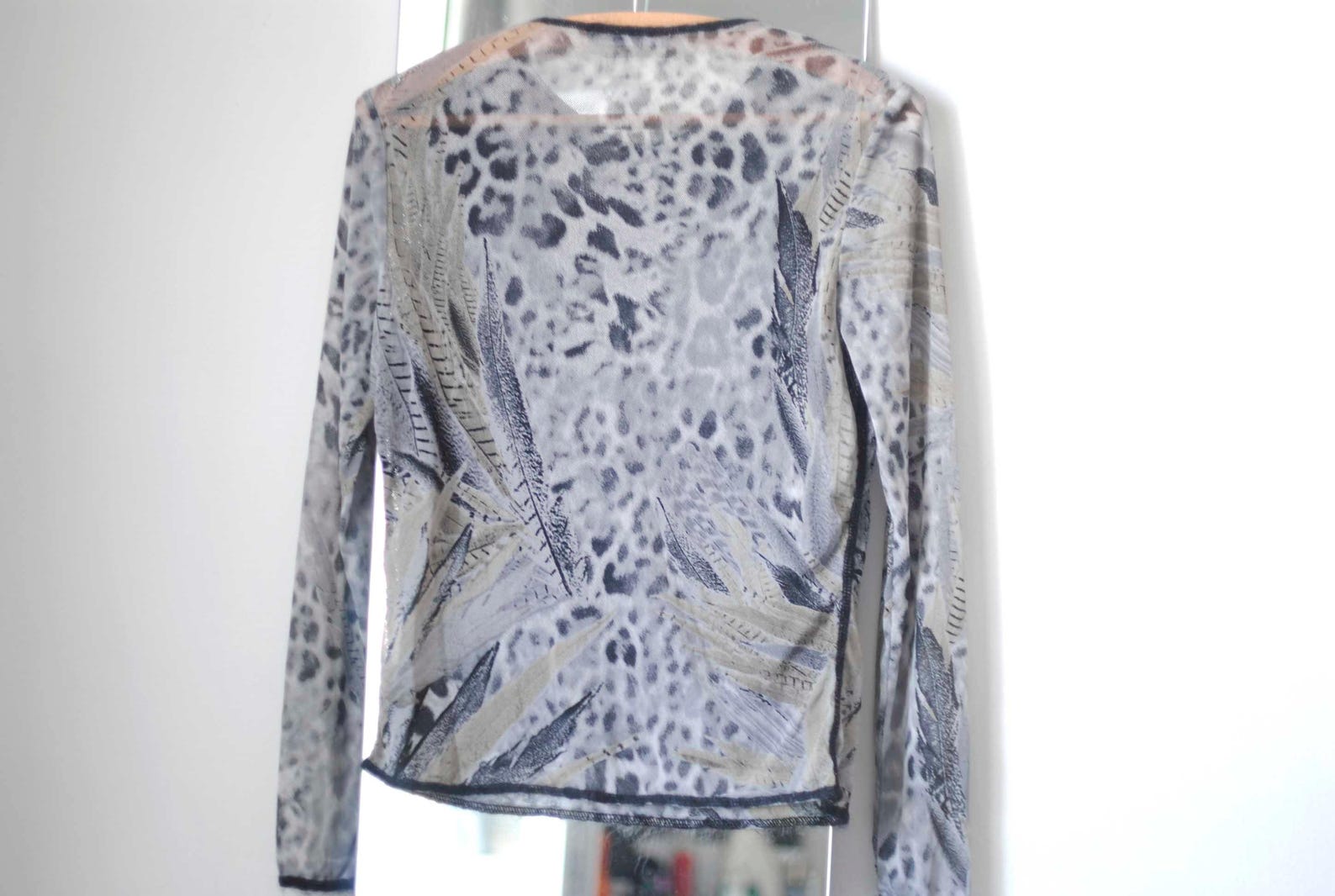 Vintage Mesh Top, Women Grey Tropical Animal Print Mesh Top - Etsy