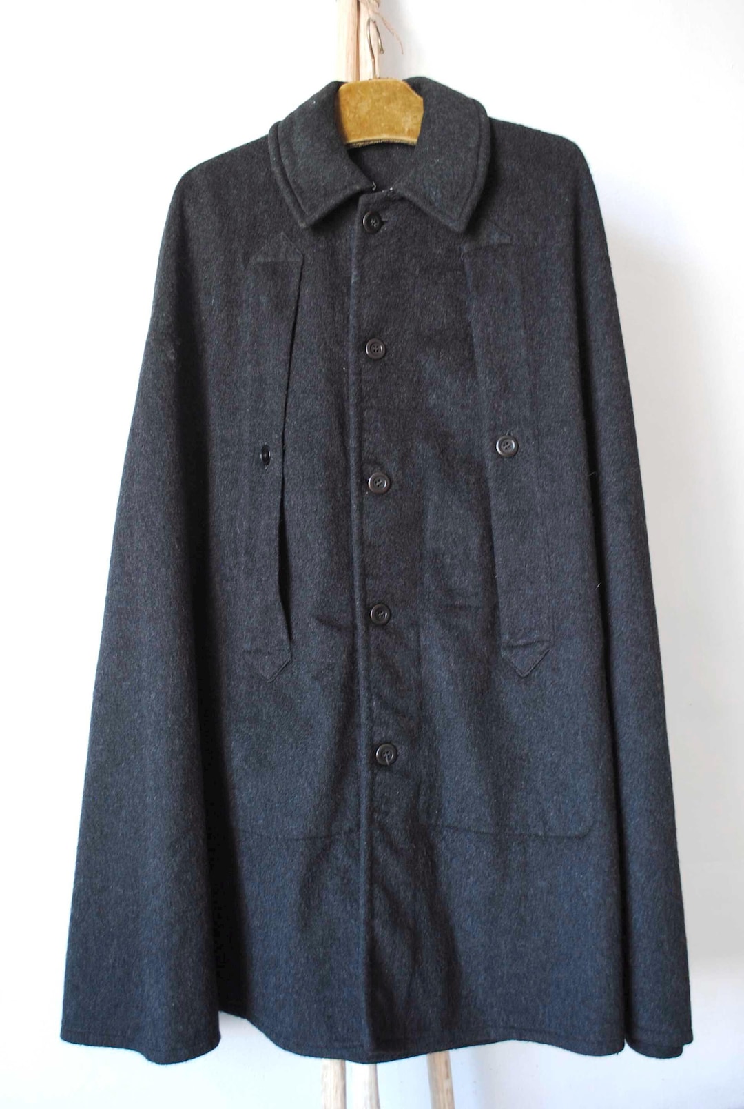 Vintage Grey Wool Cape, Men Rare Wool Cape Cloak - Etsy