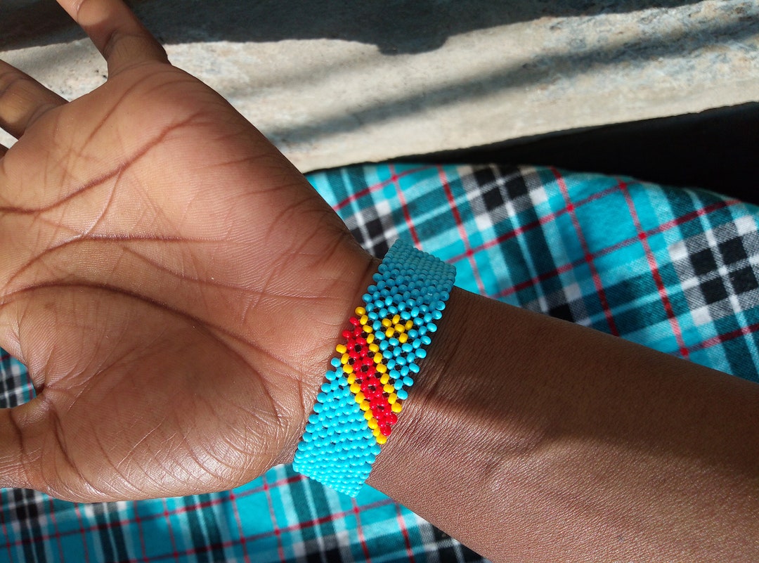 DRC Congo Flag Beaded Bracelet/flag Bracelet/ Beaded African Bracelet ...