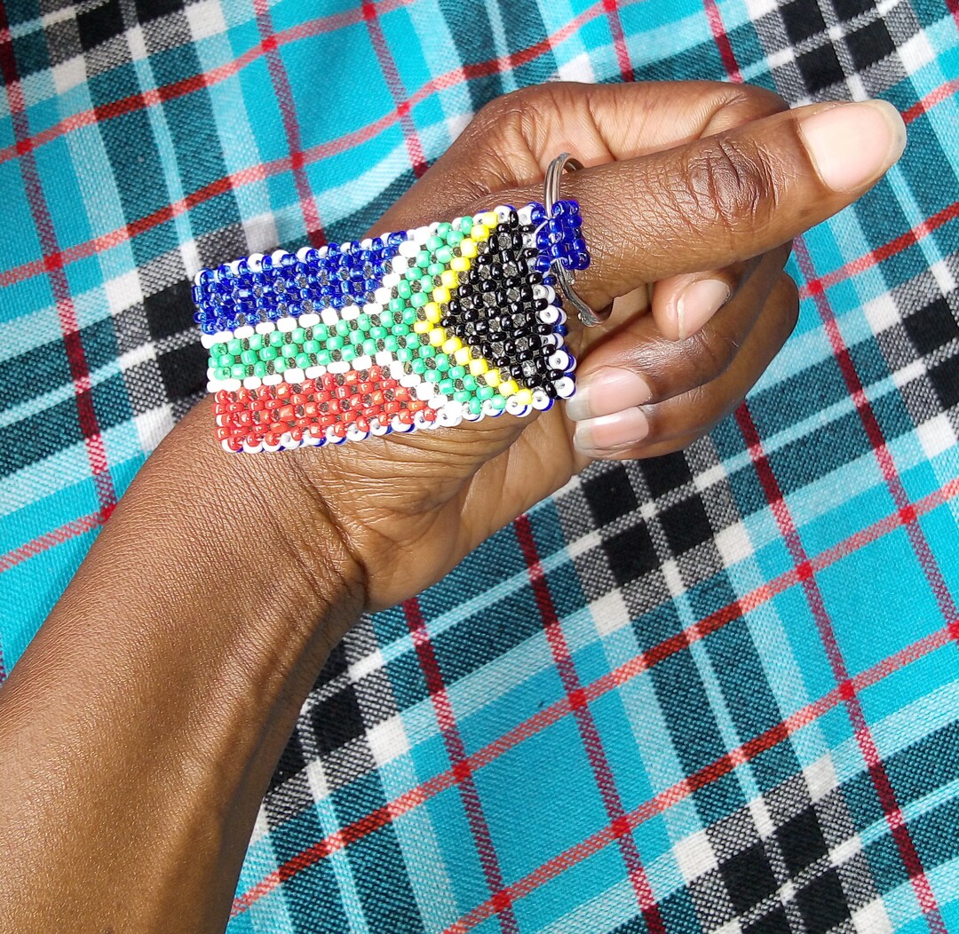 South African Flag Beaded Key Chain /key Holder - Etsy