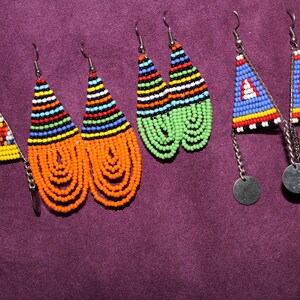 4 Pairs of Maasai Beaded Earrings / Masai Beaded Earrings / - Etsy