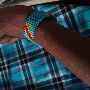 DRC Congo Flag Beaded Bracelet/flag Bracelet/ Beaded African Bracelet ...