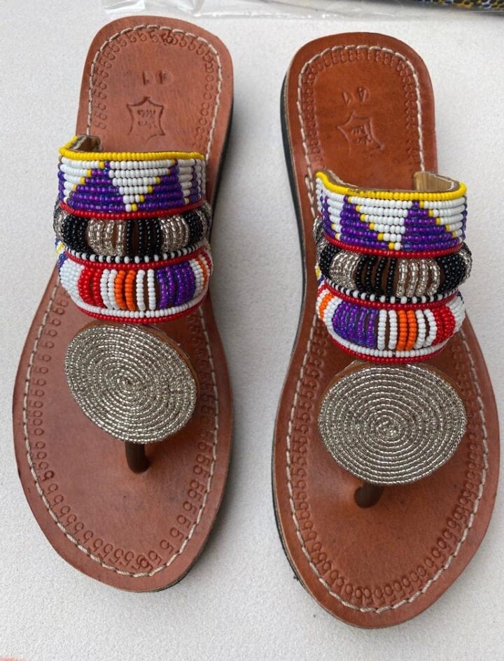 African Maasai Handmade Ladies Sandals/beaded Masai Sandals/ Different ...