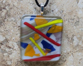 Round Confetti Fused Glass Pendant - Etsy