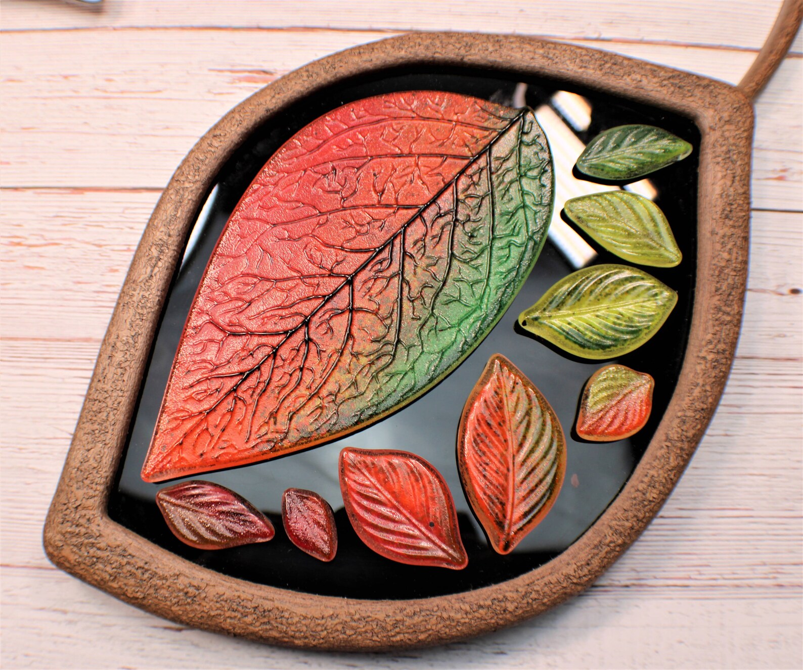 Fused Glass Lighted Autum Shadow Box Beautiful Fall Colors - Etsy