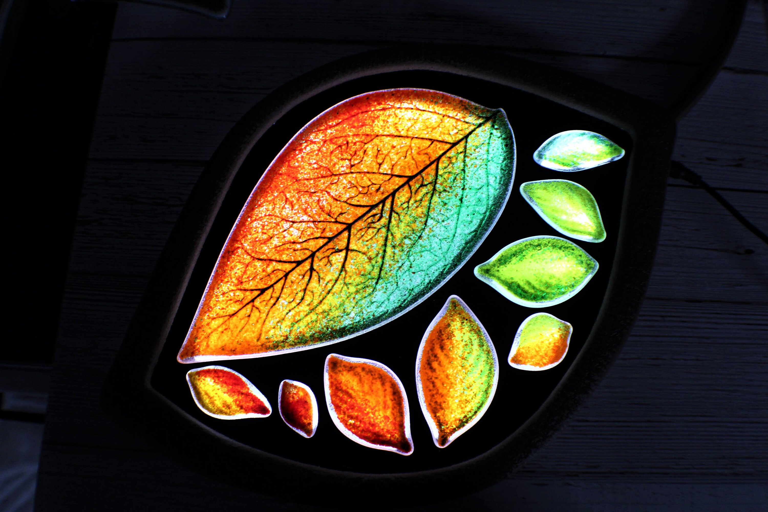 Fused Glass Lighted Autum Shadow Box, Beautiful Fall Colors - Etsy
