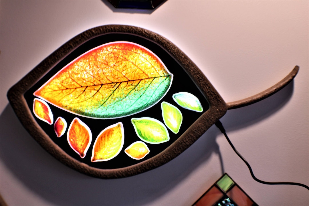 Fused Glass Lighted Autum Shadow Box, Beautiful Fall Colors - Etsy