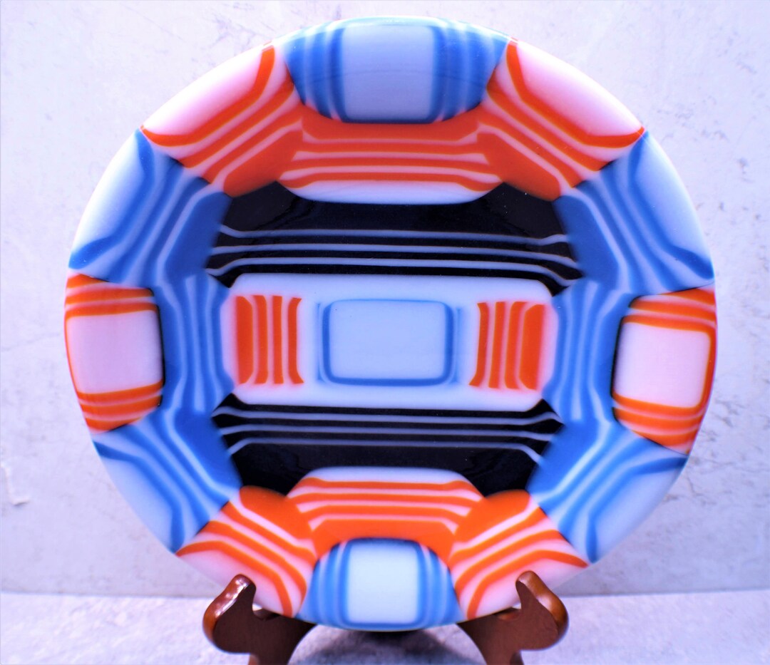 Fused Glass Pattern Bar Melt Decorative Plate - Etsy