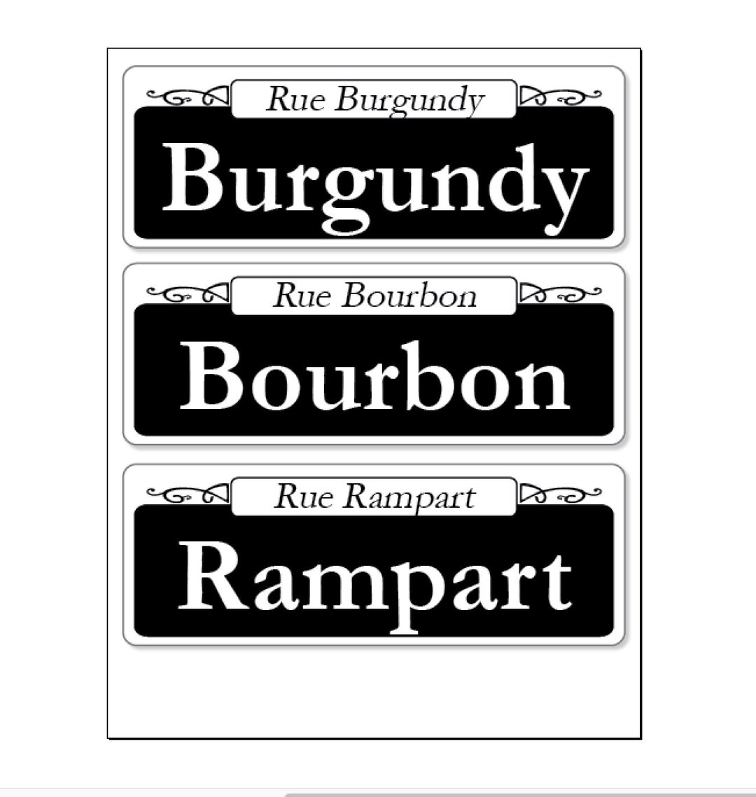 New Orleans Street Signs Custom Wedding Large 8 in or 10.5 in Table Top ...