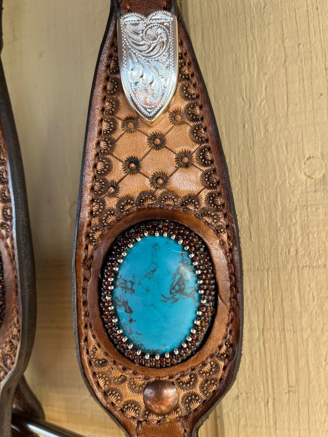 Leather Horse Headstall With Beaded Turquoise Cabochons - Etsy