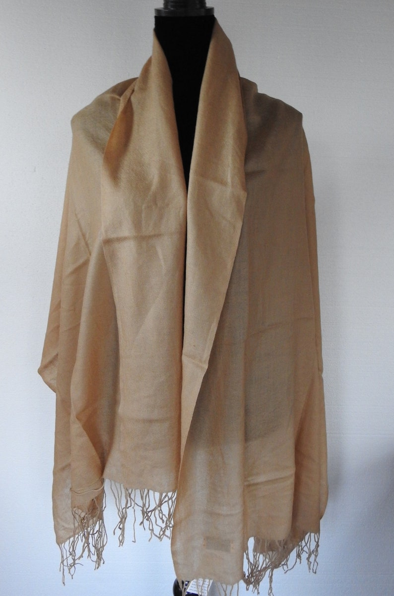 Camel Color CASHMERE 90s Shawl Pashmina Scarf Wrap Vintage NEW ...