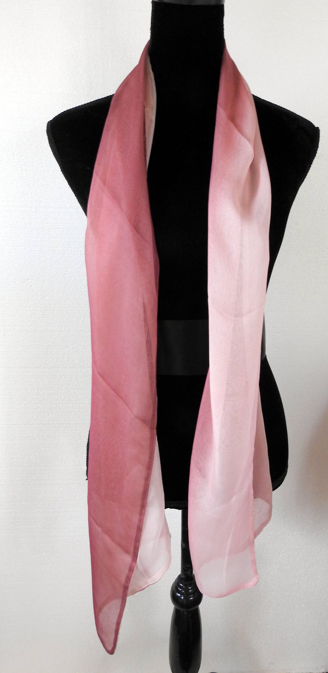 Vintage LONG Double Sheer Silk (chiffon?) Wrap Scarf Shawl Shell Pink ...