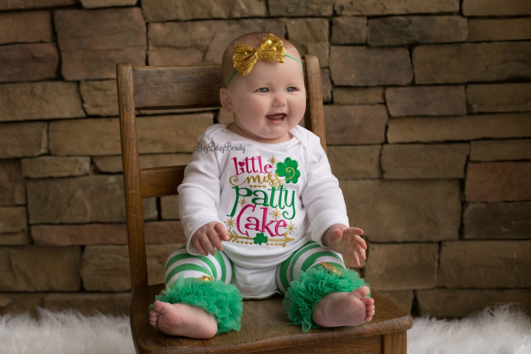 Little Miss Patty Cake Embroidered Baby Girls First St. Patricks Day ...