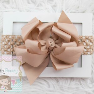 5 Tan Triple Layer Hair Bow Tan Hair Bow Simple Tan Bow Basic Hair Bow ...