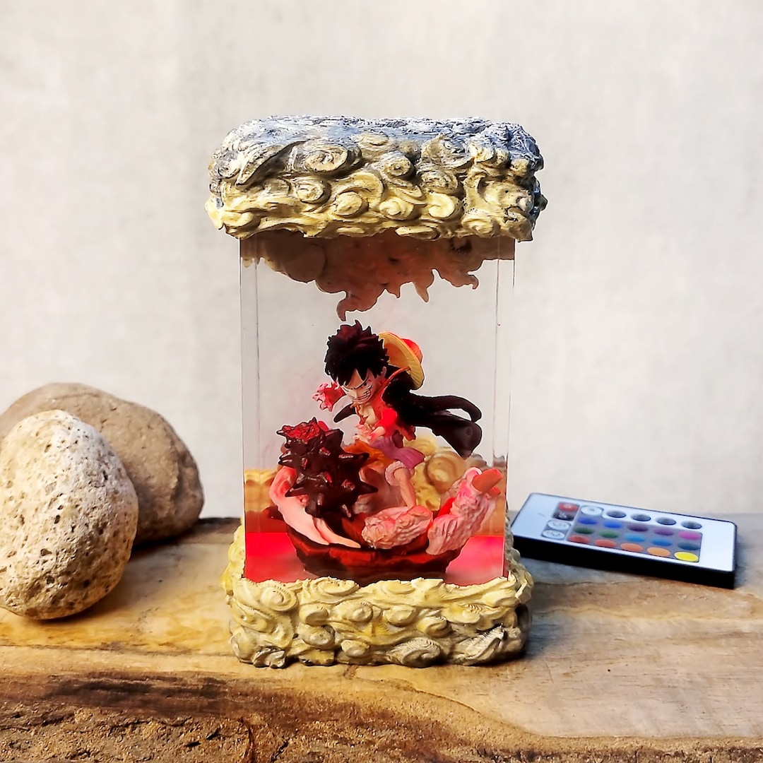 Luffy Gear 1 Anime Epoxy Resin Wood Lamp Diorama Night Light, Wireless ...