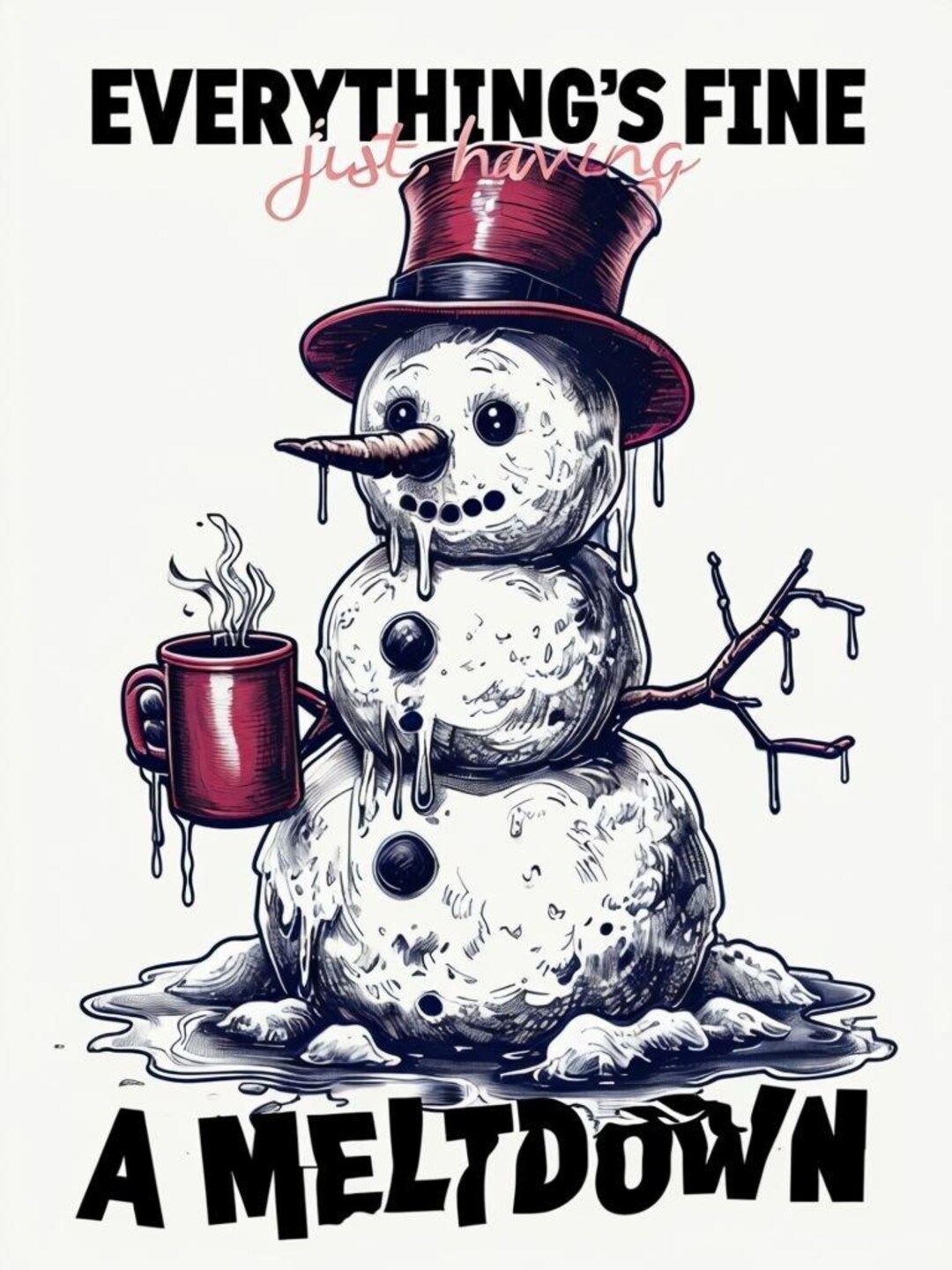 Just Having a Meltdown Snowman Png File - Etsy
