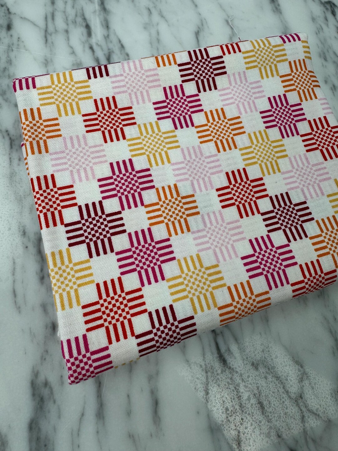 Kate Spain TERRAIN Crosshatch Plus Grid in Pink and Orange for Moda ...