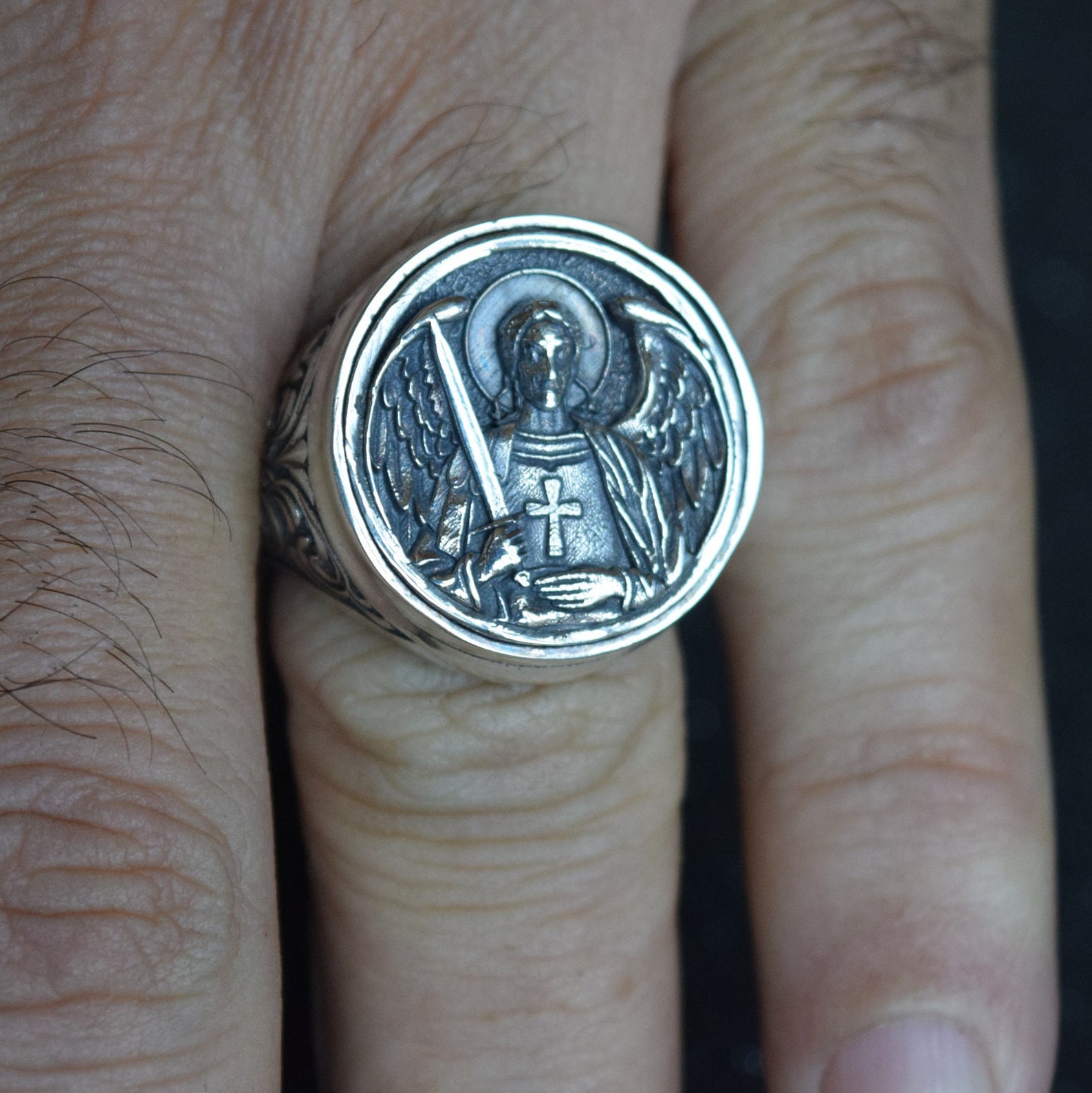 St Michael the Archangel Men Signet Ring Saint Michael - Etsy