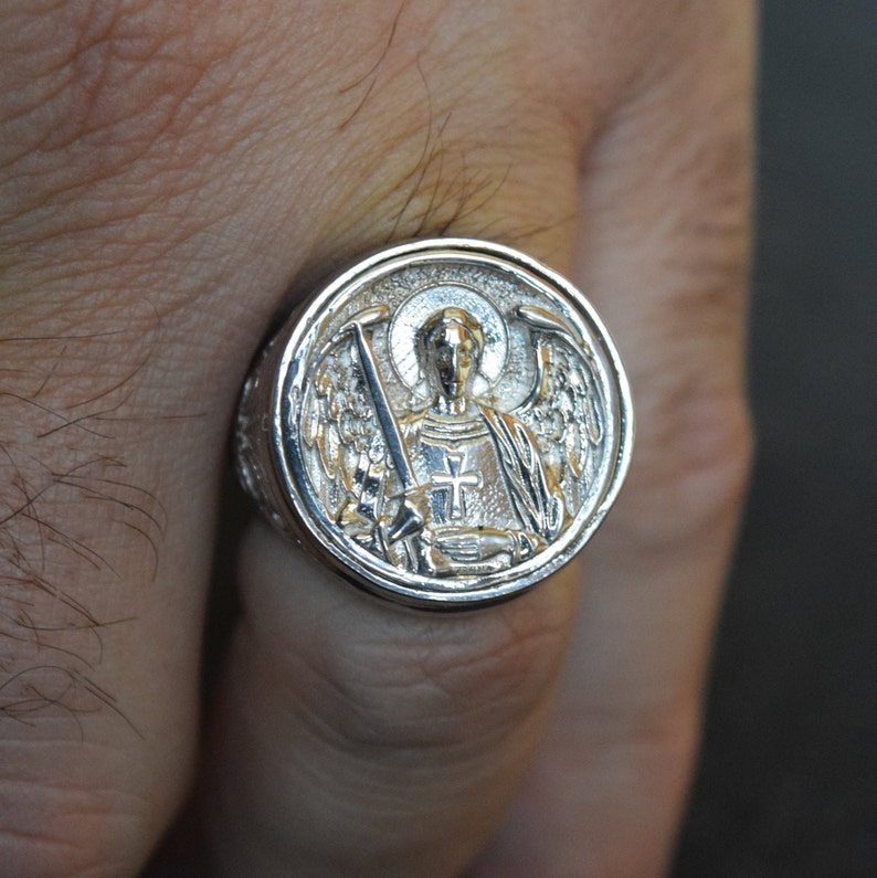 St Michael the Archangel Men Signet Ring Saint Michael - Etsy