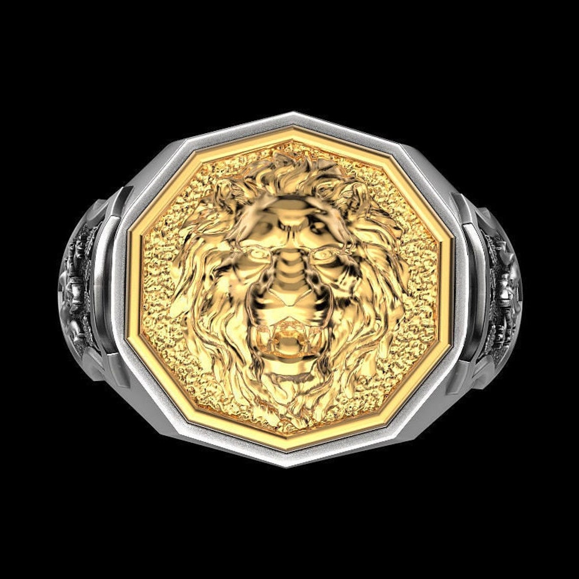 Lion Signet Ring Lion Head Ring Promise Ring for Him Silver - Etsy