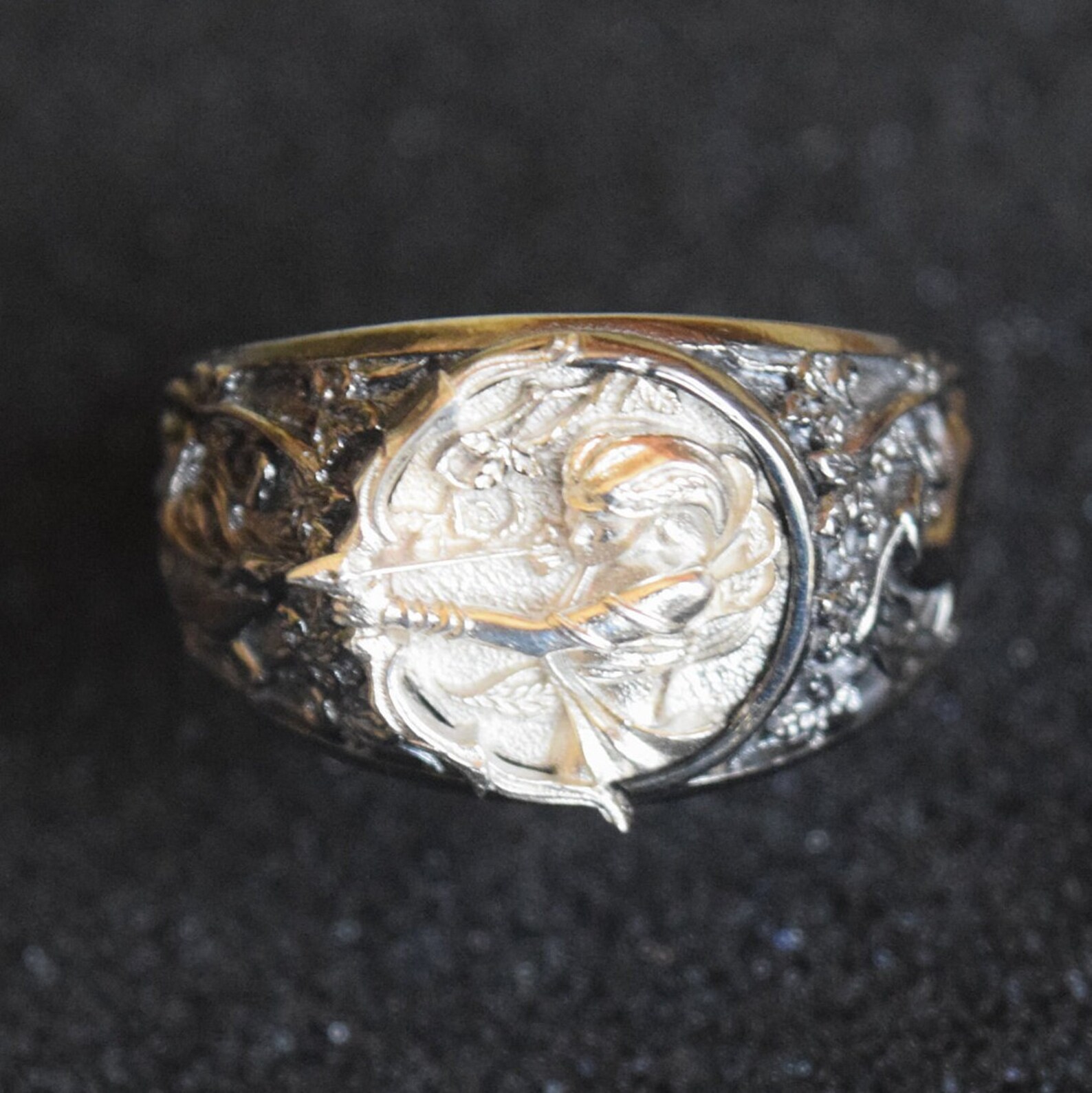 Deer Hunting Woman Ring Animal Ring Two Tone Ring Silver - Etsy