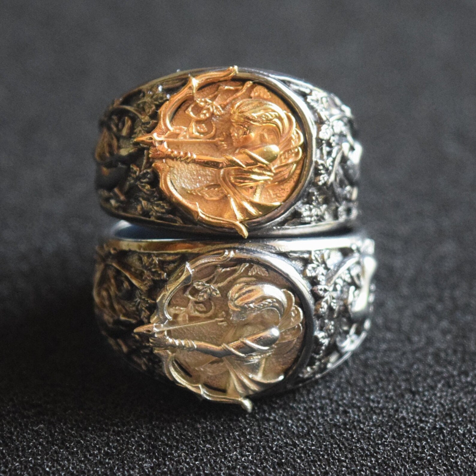 Deer Hunting Woman Ring Animal Ring Two Tone Ring Silver - Etsy