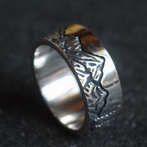 Silver Mountains Ring, Mountain Range Ring, Silver Mountains Wedding ...