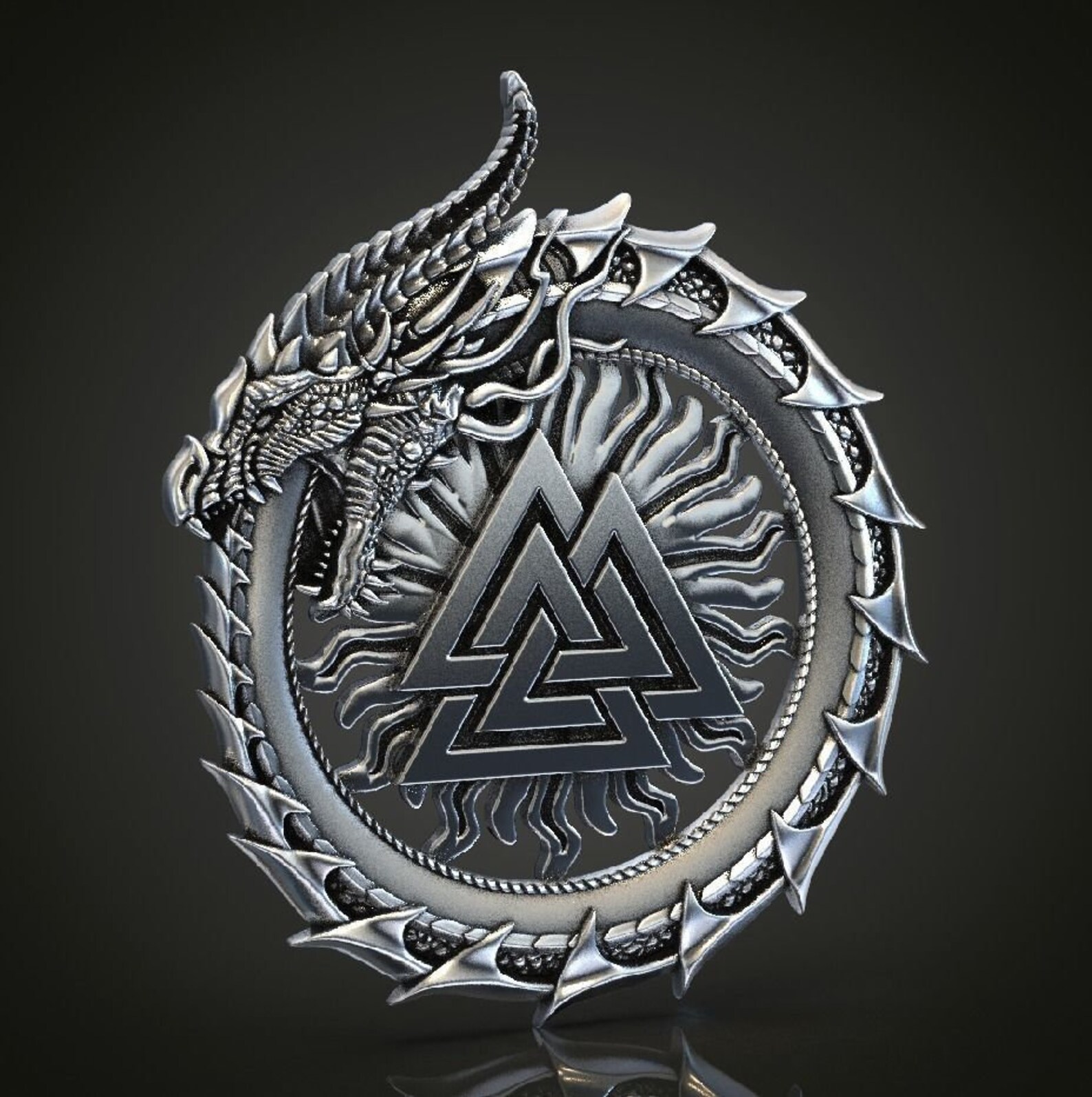 Viking Valknut Pendant Norse Necklace Ouroboros Valknut - Etsy