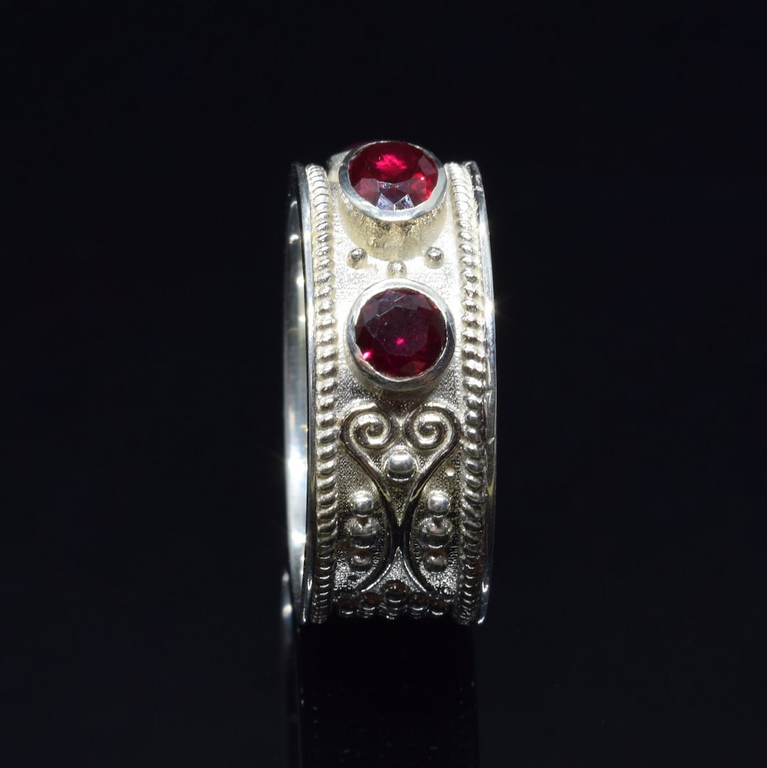 Sterling Silver Garnet Ring, Sterling Silver Byzantine Rings, Greek ...