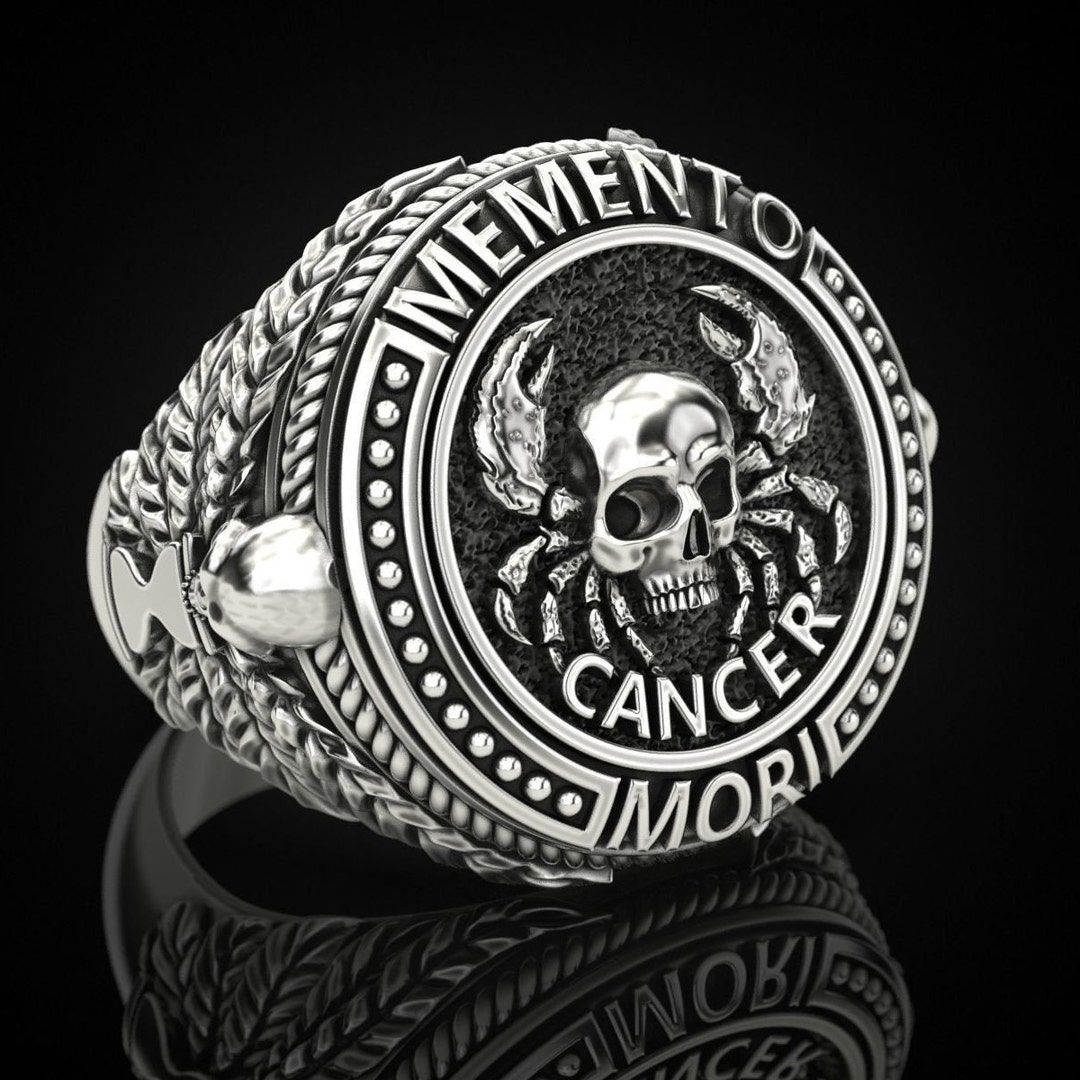 Cancer Ring, Cancer Zodiac Sign Ring, Zodiac Skull Ring, Cancer Memento ...