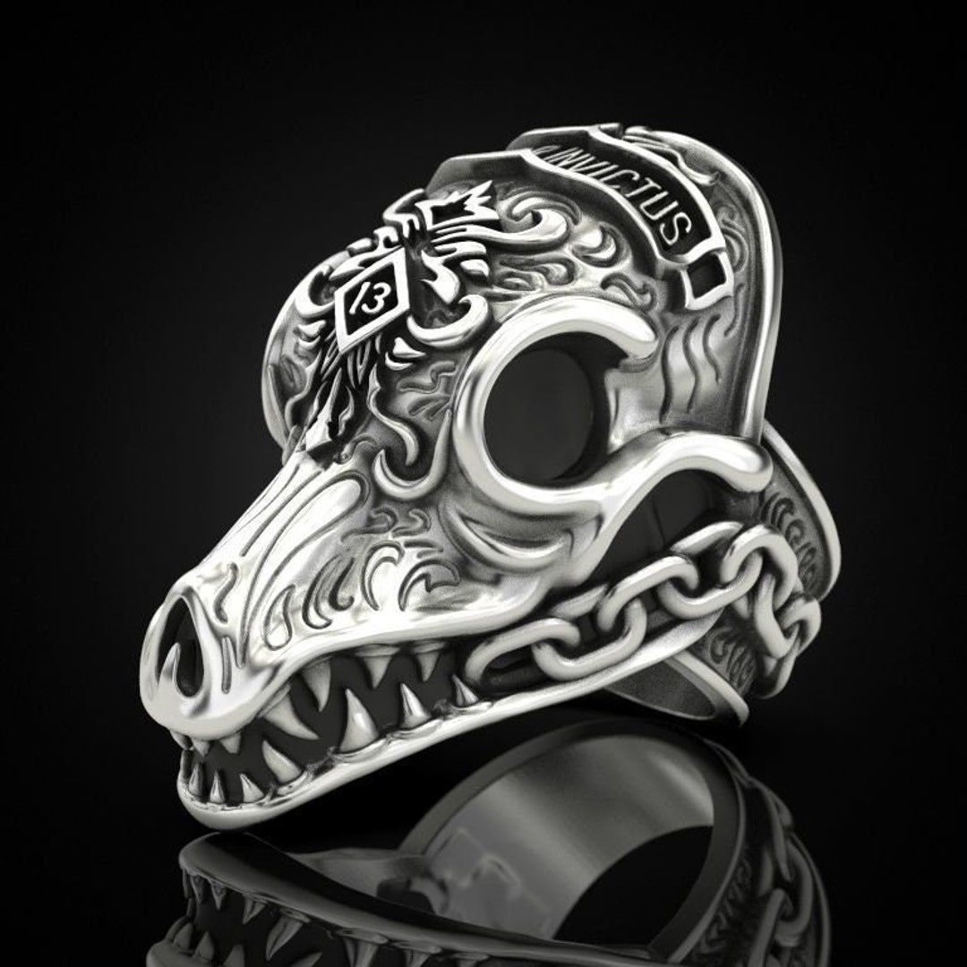 Morior Invictus Deacon Mongrels Skull Dog Ring, Morior Invictus Ring ...