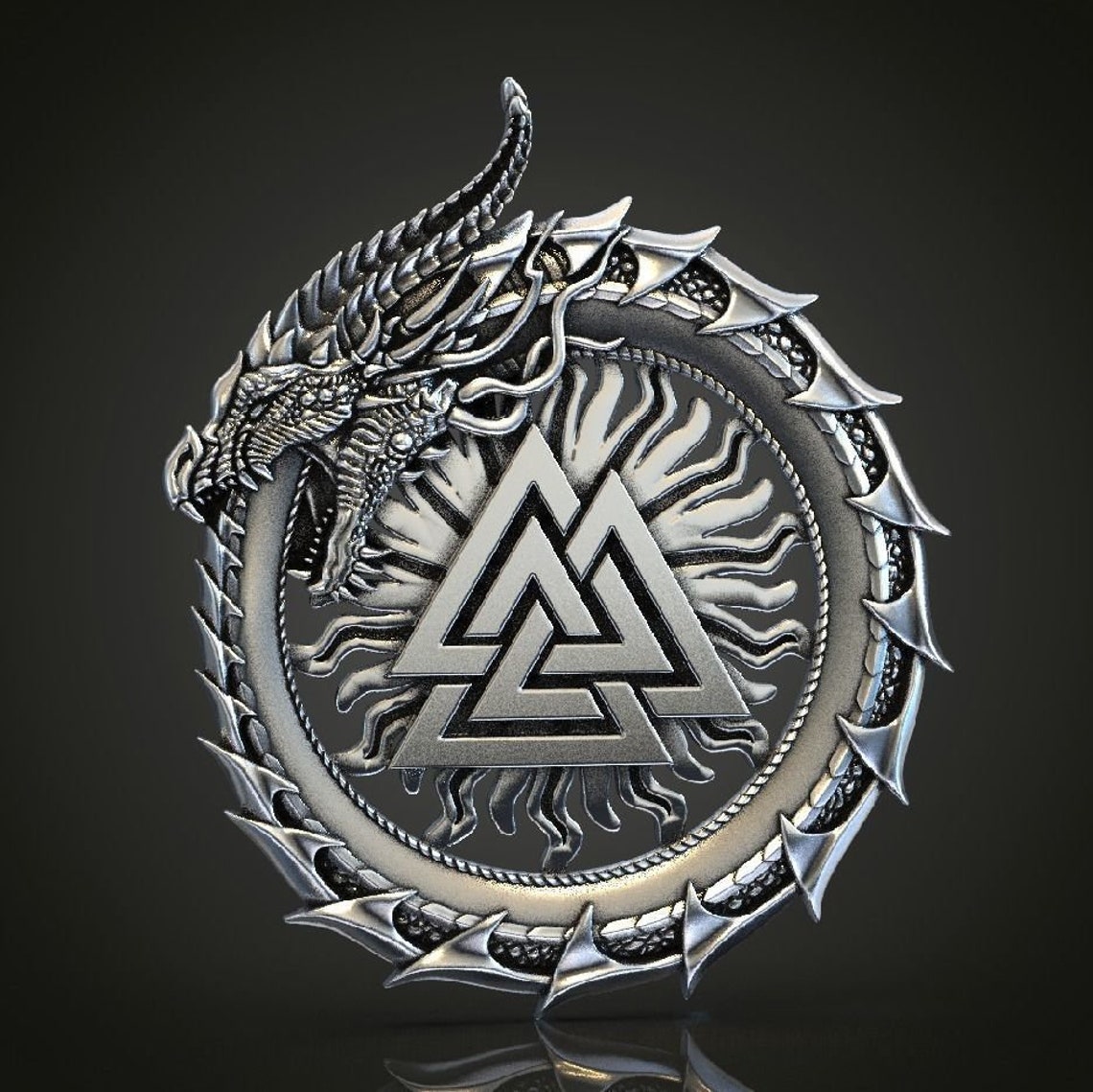 Viking Valknut Pendant Norse Necklace Ouroboros Valknut - Etsy