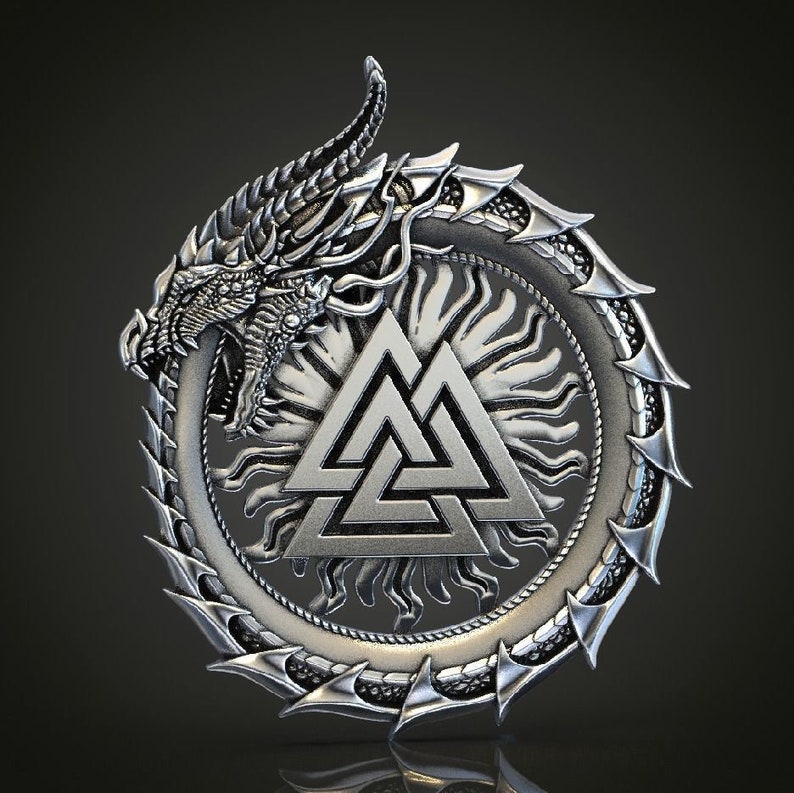 Viking Valknut Pendant Norse Necklace Ouroboros Valknut - Etsy