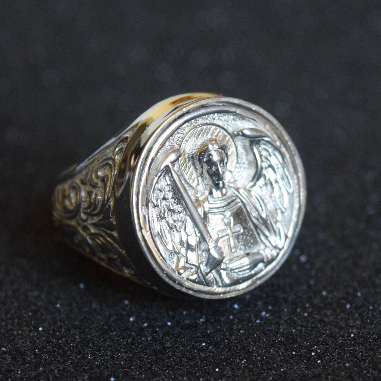 St Michael the Archangel Men Signet Ring Saint Michael - Etsy