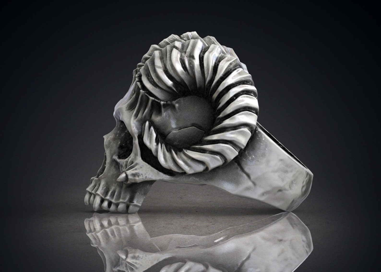 Ring Skull Horned Demon Skull Ring Satanic Ring | Etsy