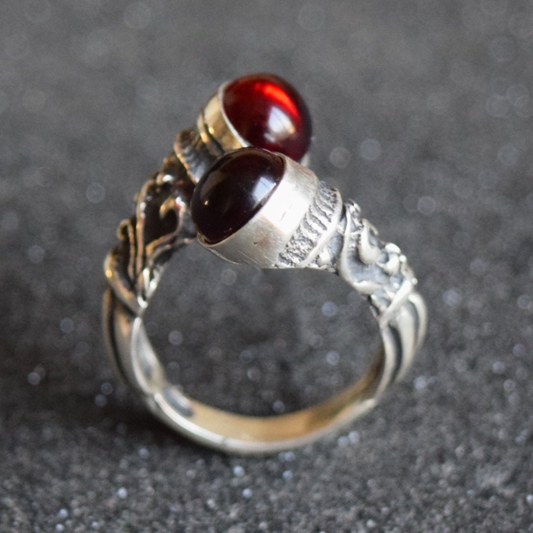 Norse Ring Medieval Ring Silver Garnet Ring Armenian - Etsy