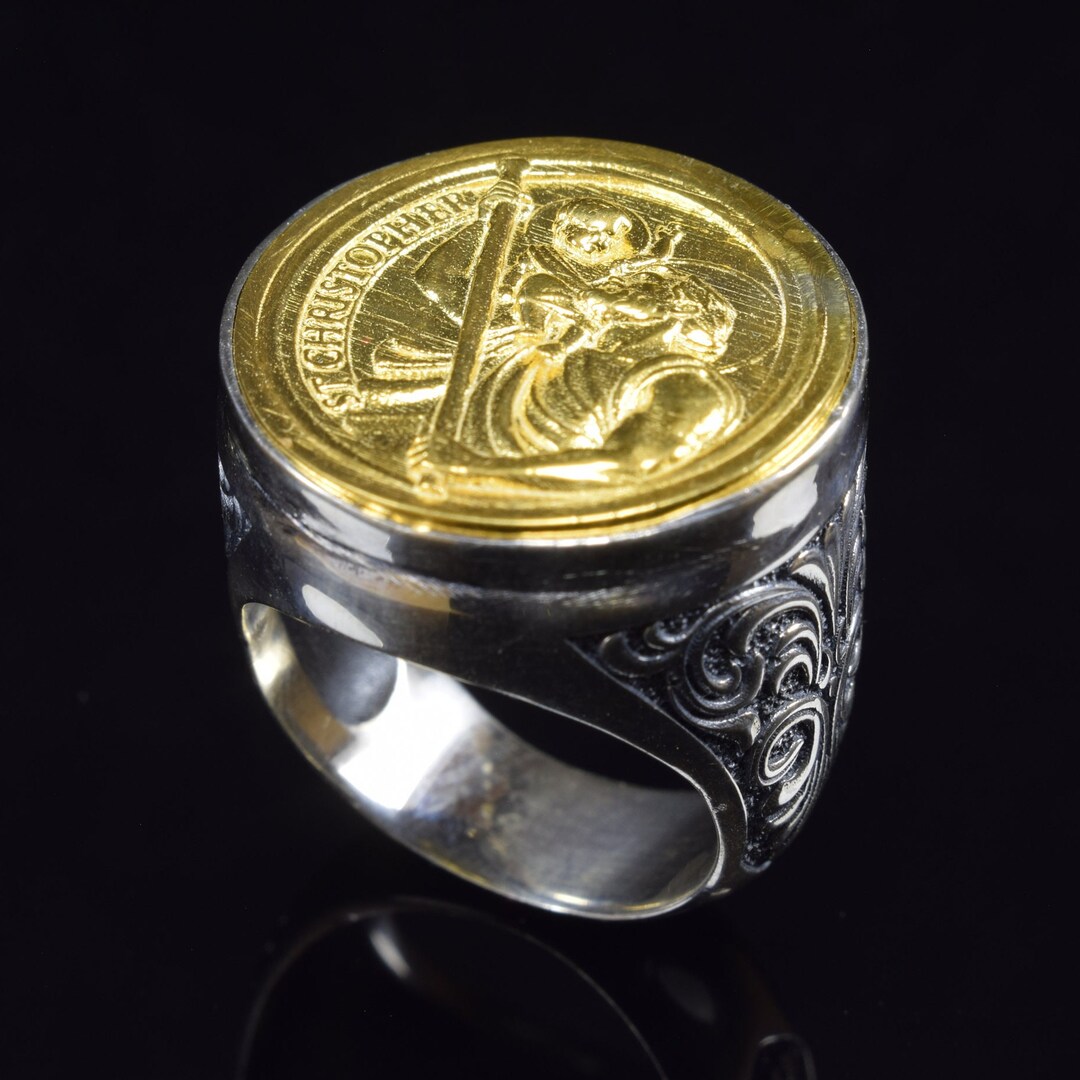 St Christopher the Archangel Men Signet Ring Saint - Etsy