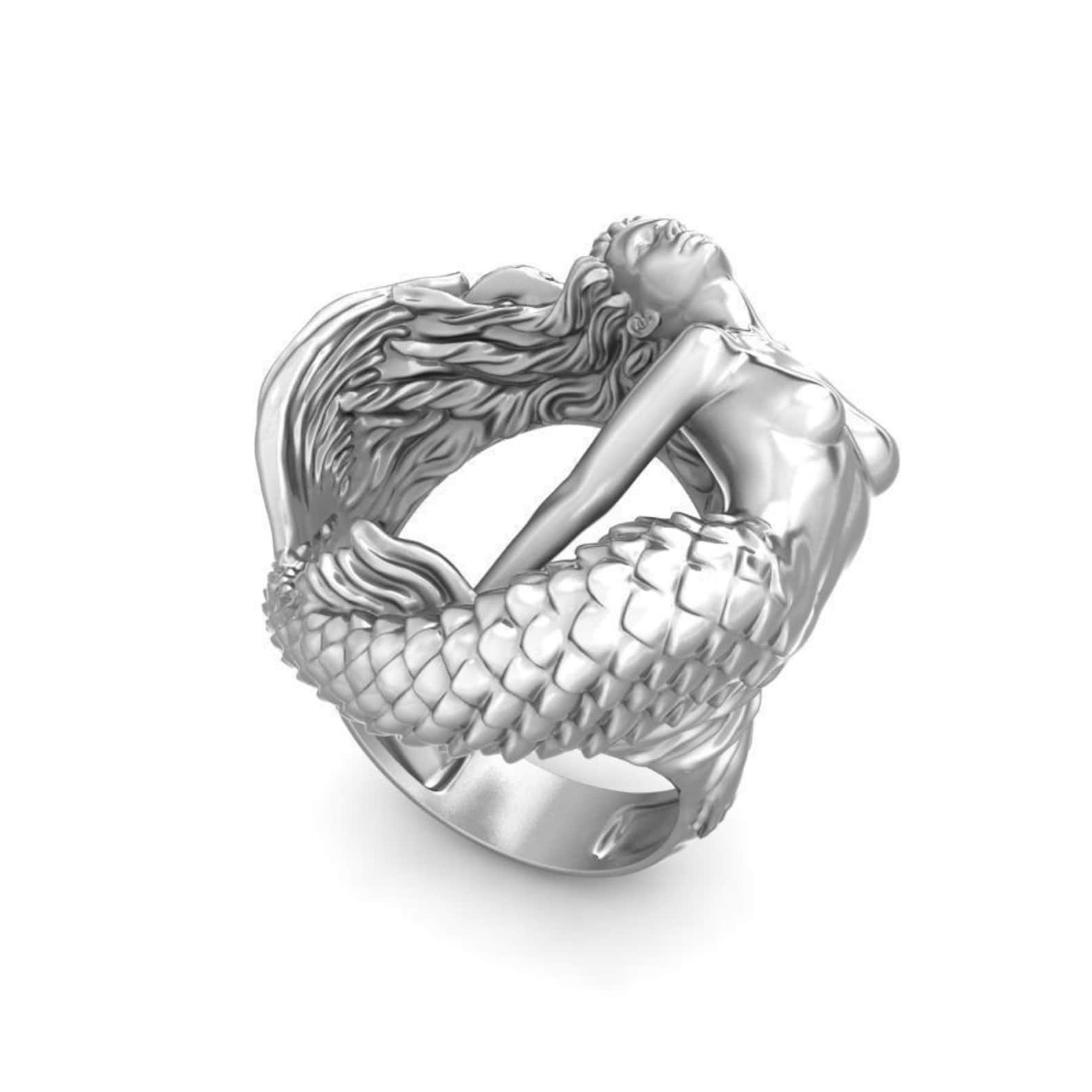 Mermaid Ring Mermaid Signet Ring Mermaid Jewelry - Etsy