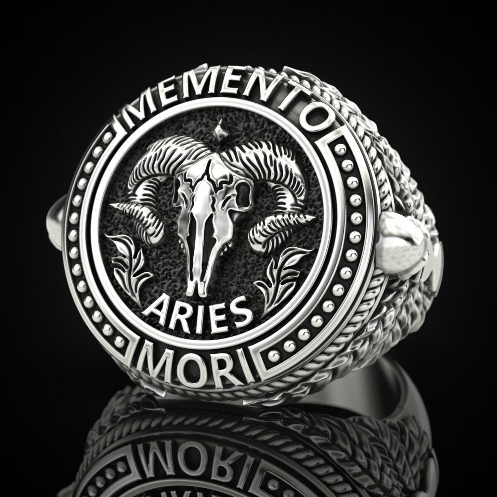 Aries Ring Aries Zodiac Sign Ring Zodiac Skull Ring Aries - Etsy