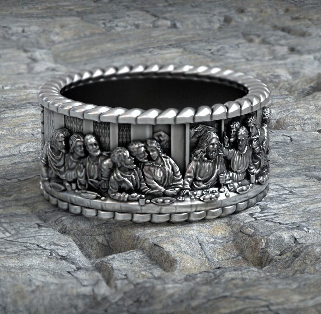 Sterling Silver Last Supper Jesus Christ Ring, Jesus Christ Ring ...