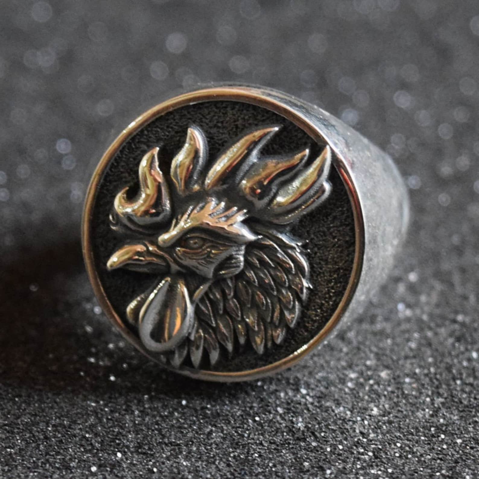 Rooster Head Signet Ring Rooster Ring Cockerel Animal Signet - Etsy