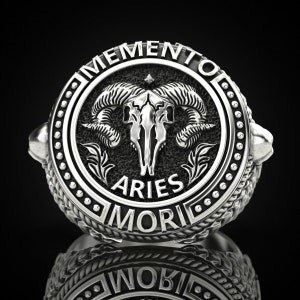 Aries Ring Aries Zodiac Sign Ring Zodiac Skull Ring Aries - Etsy