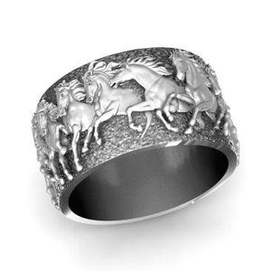 Horse Ring Chunky Ring Running Horses Ring Horse Lover Gift - Etsy